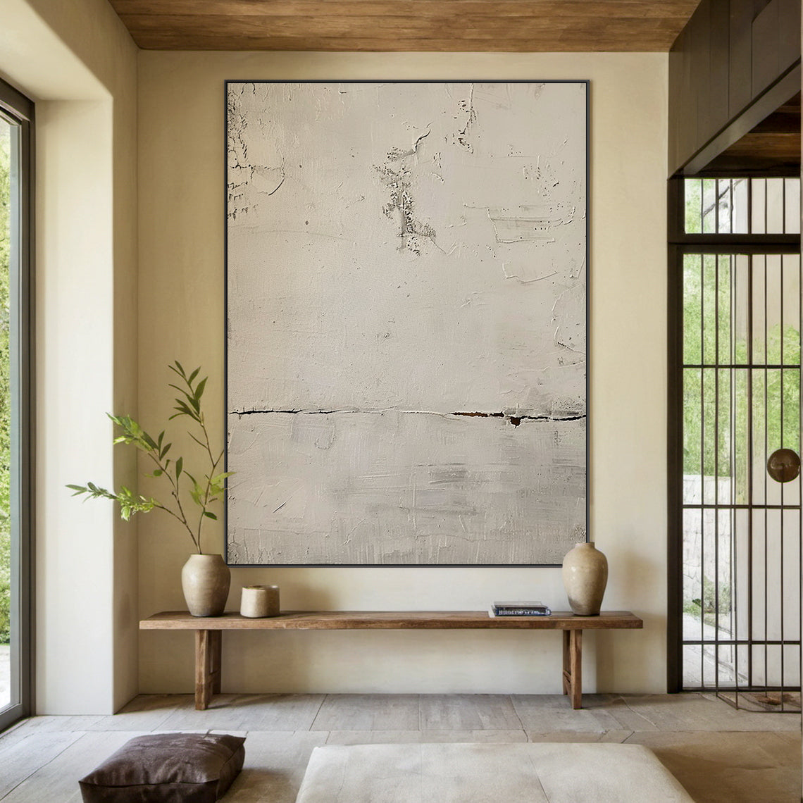 Quiet Horizon-Ash Gray Abstract Wall Art Spatial Field-AURA082 – AURAFY ART